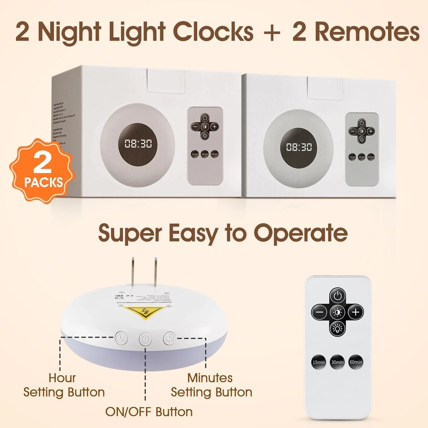 Bathroom Clock — 10-Level Dimming + 3-Color Night Light + Remote Contr ...